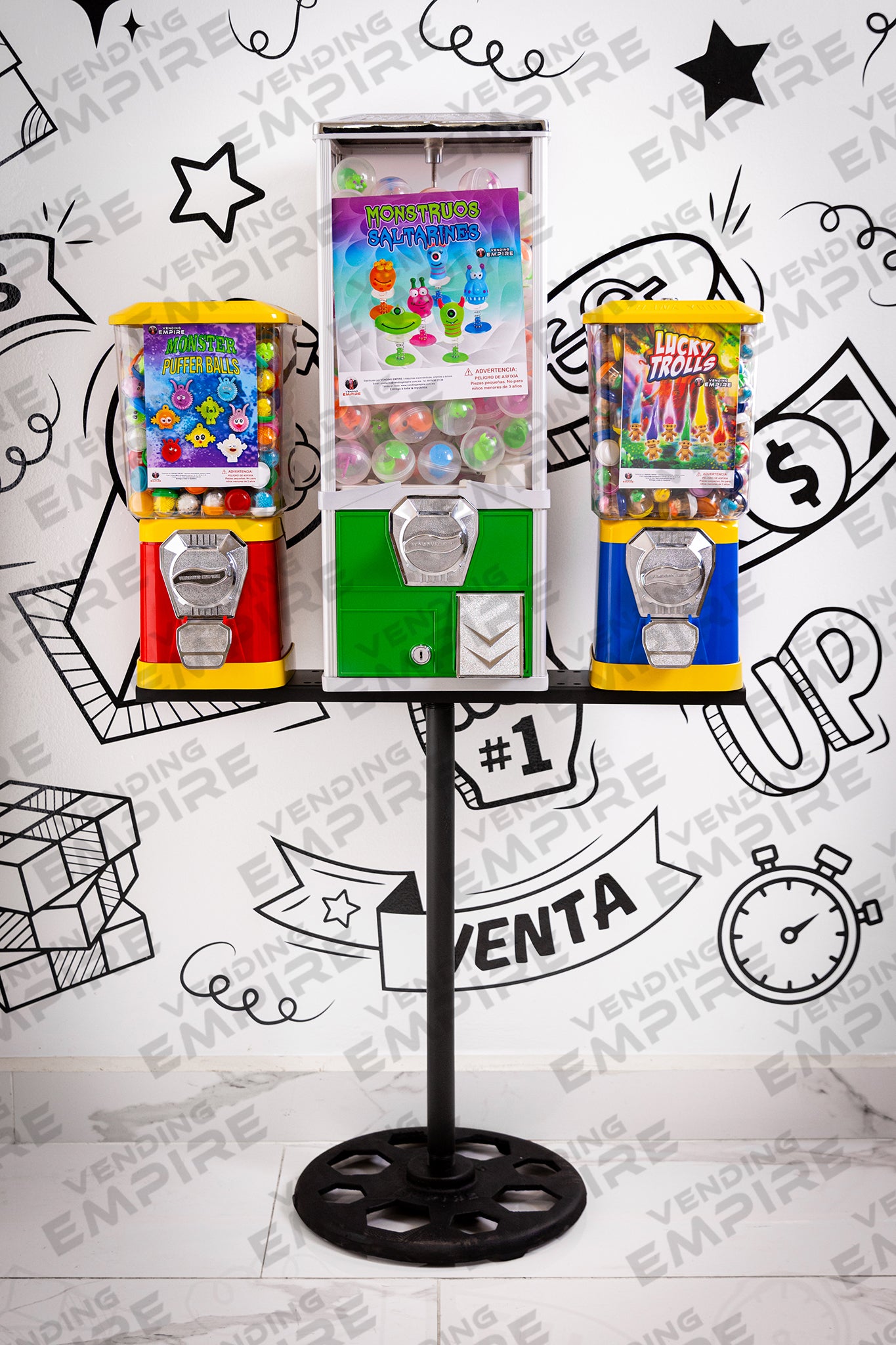 Kit Triple Clasico Vending Empire con Pedestal Redondo Vending Empire